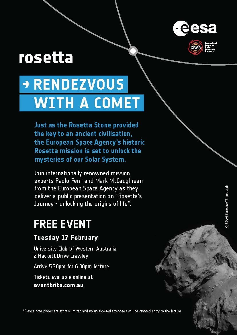 Public Lecture: Rosetta's journey - Unlocking the origins of life - ICRAR